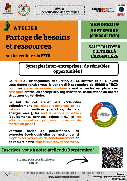 Atelier Ecologie Industrielle et Territoriale: Partage de Besoins et Ressources